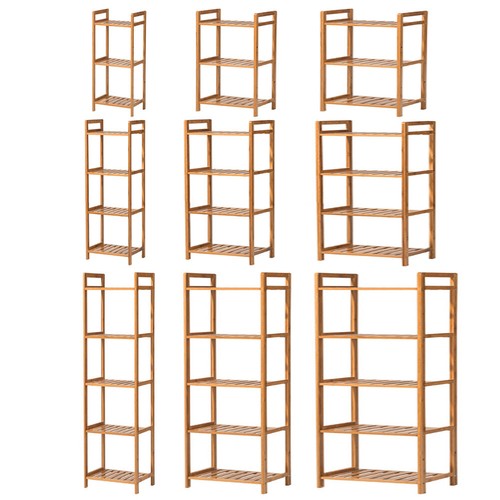Solid Wood Storage Shelf Shelving Unit Bookcase 3 4 5 Tier Slatted Book ...