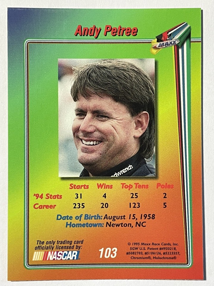HOF'er DALE EARNHARDT SR Crew Chief ANDY PETREE 1995 Maxx Premier Plus ...