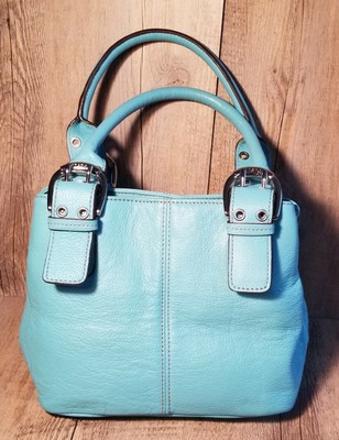 Pale Blue Leather Handbag | semashow.com