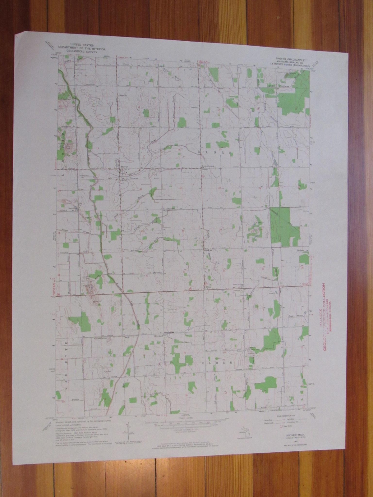 Snover Michigan 1964 Original Vintage USGS Topo Map | eBay