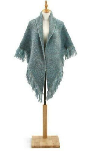 New DEMDACO Triangle Wrap Knit Fringe Shawl Large Teal Free Shipping | eBay