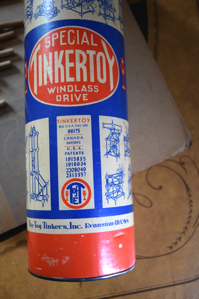 Vintage "Special Tinker Toys Windlass Drive" Set with 115 Pieces ...