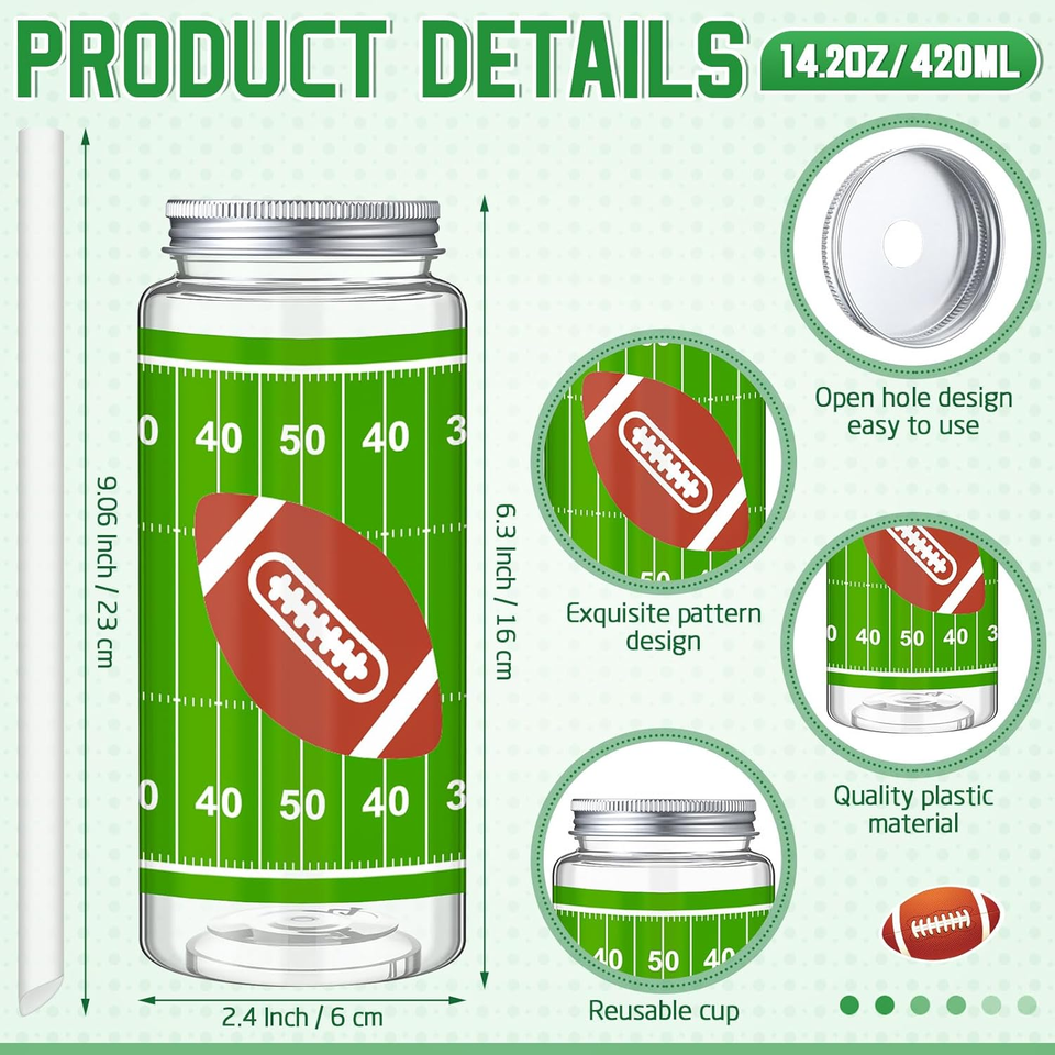 18 Pcs Football Party Gift Set Include 6 Football Plastic Cups Bulk ...
