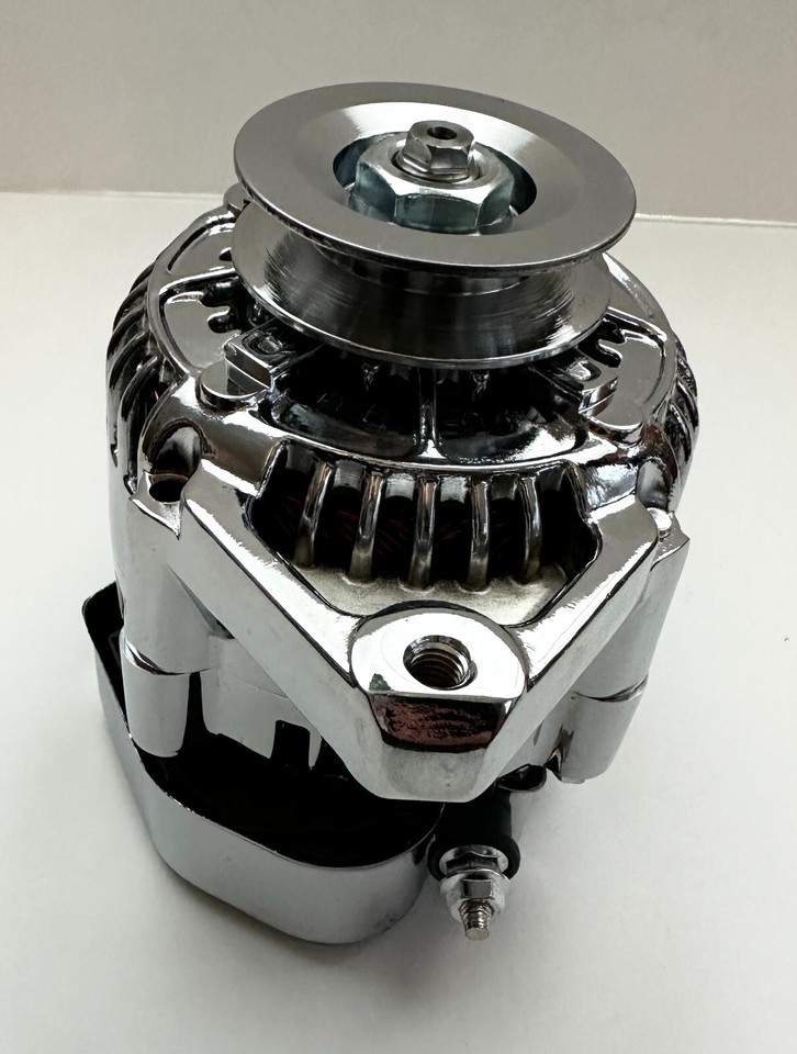Chrome 90 AMP Mini Alternator GM Denso Style V Belt 1 Wire Street ...