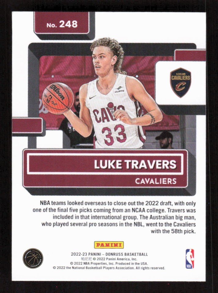 2022-23 Donruss #248 Luke Travers Rookie Cleveland Cavaliers | eBay