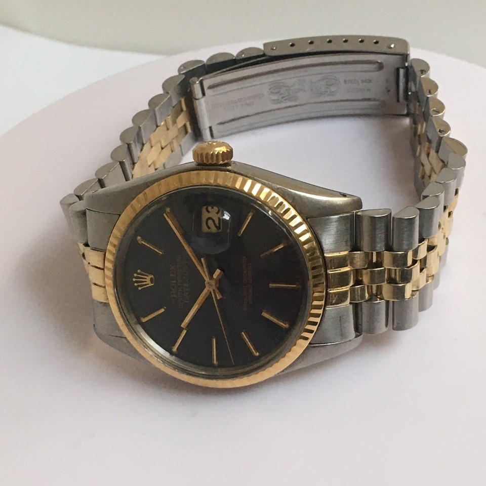 1978 ROLEX MEN'S DATEJUST 16013 Two Tone Quick Set Wristwatch Box All ...