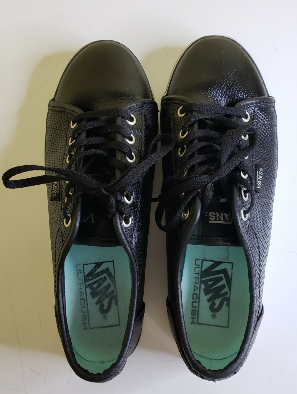Womens Vans UltraCush Perforated Black Leather Lace U… - Gem