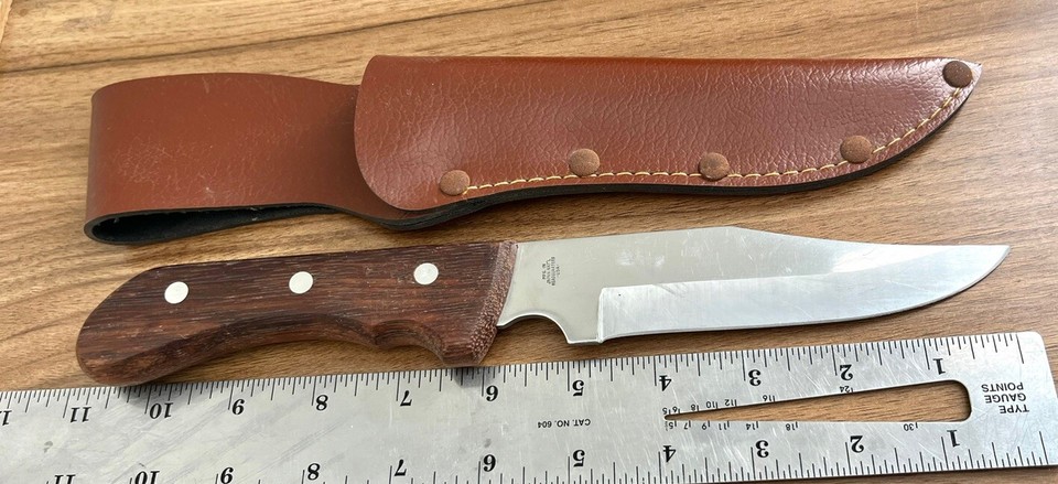 Hunters Choice Fixed Blade Hunting Knife Wood Handle w Sheath MAXAM ...