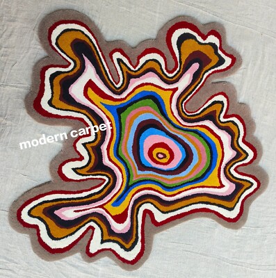 Psychedelic Rugs 3x3 Feet Handmade 100% Woolen Hand Tufted For Home ...