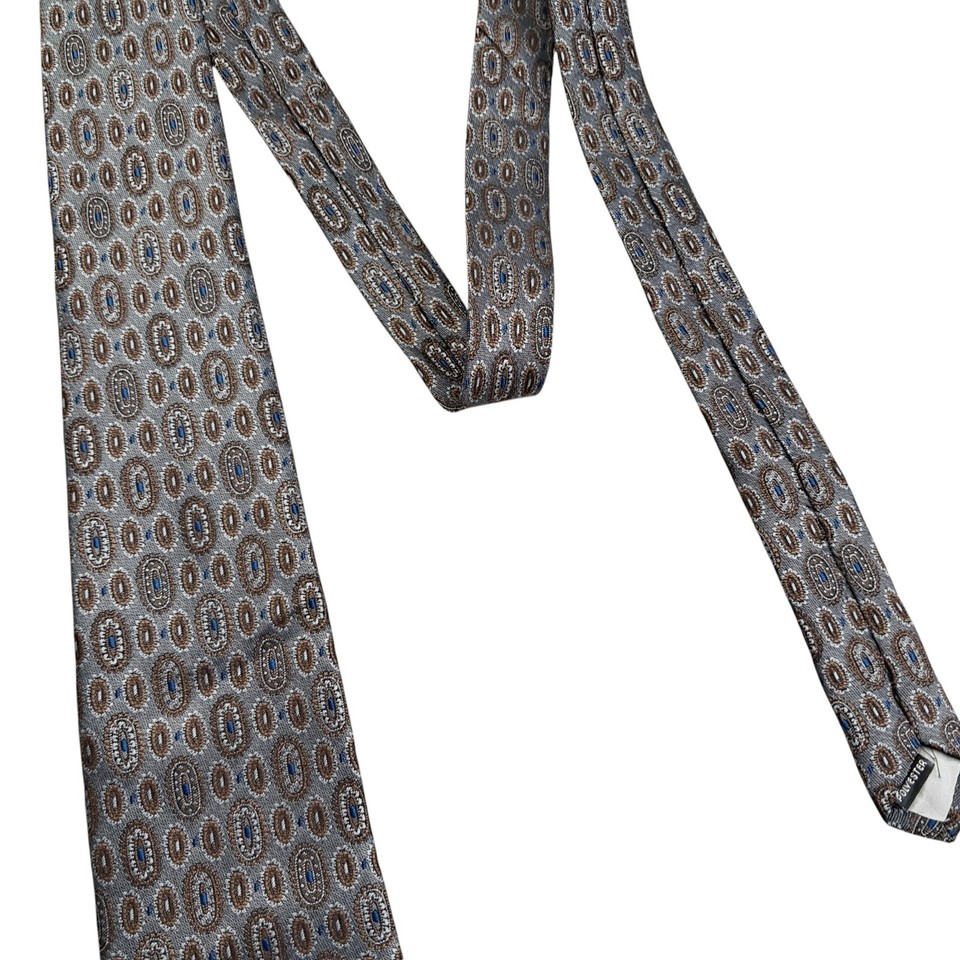 Peter England Tie Grey / Blue 3" Men's Vintage Office Work Wear Smart ...