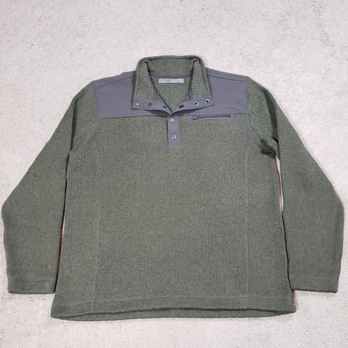 REI Sweater Mens Large Green 1/4 Snap Button Pullover Fleece Outdoor ...