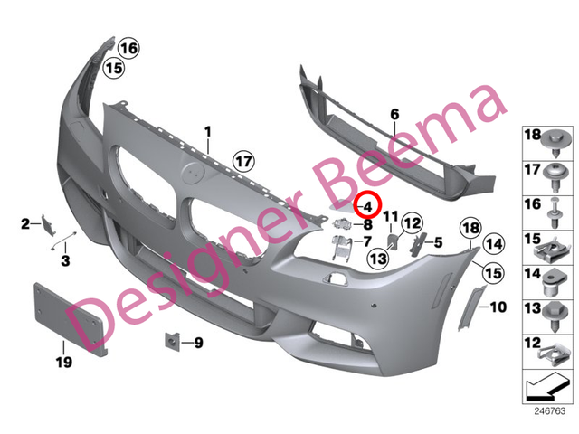 BMW 5 F10 M Sport Front Bumper Headlight Nozzle Cover 51118048679 ...