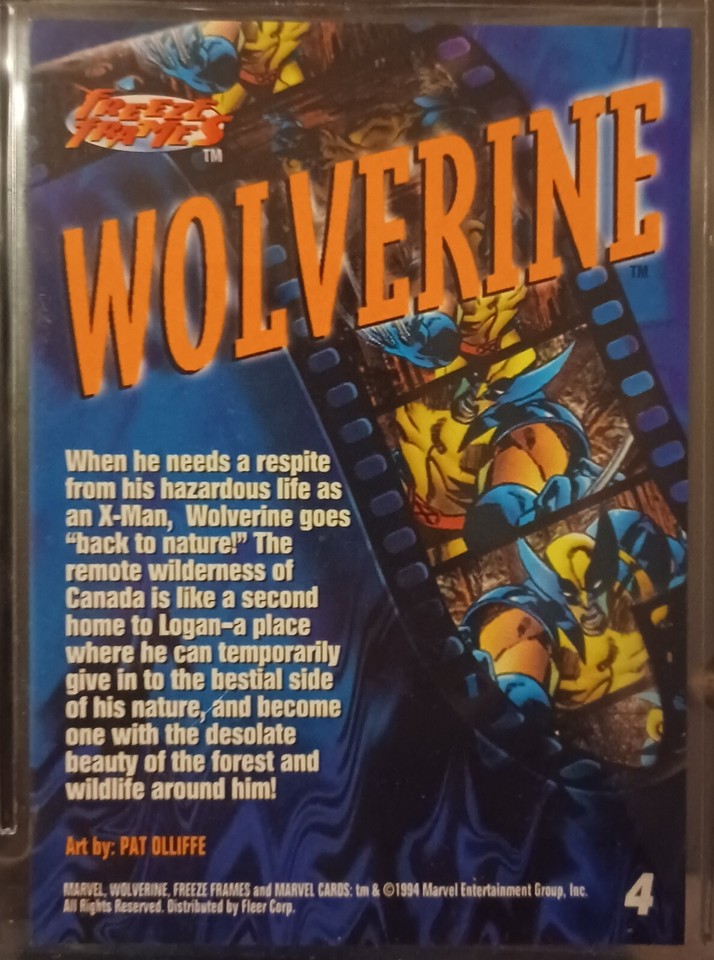 1994 Marvel Comics Universe X-Men Freeze-Frames Wolverine #4 Trading ...