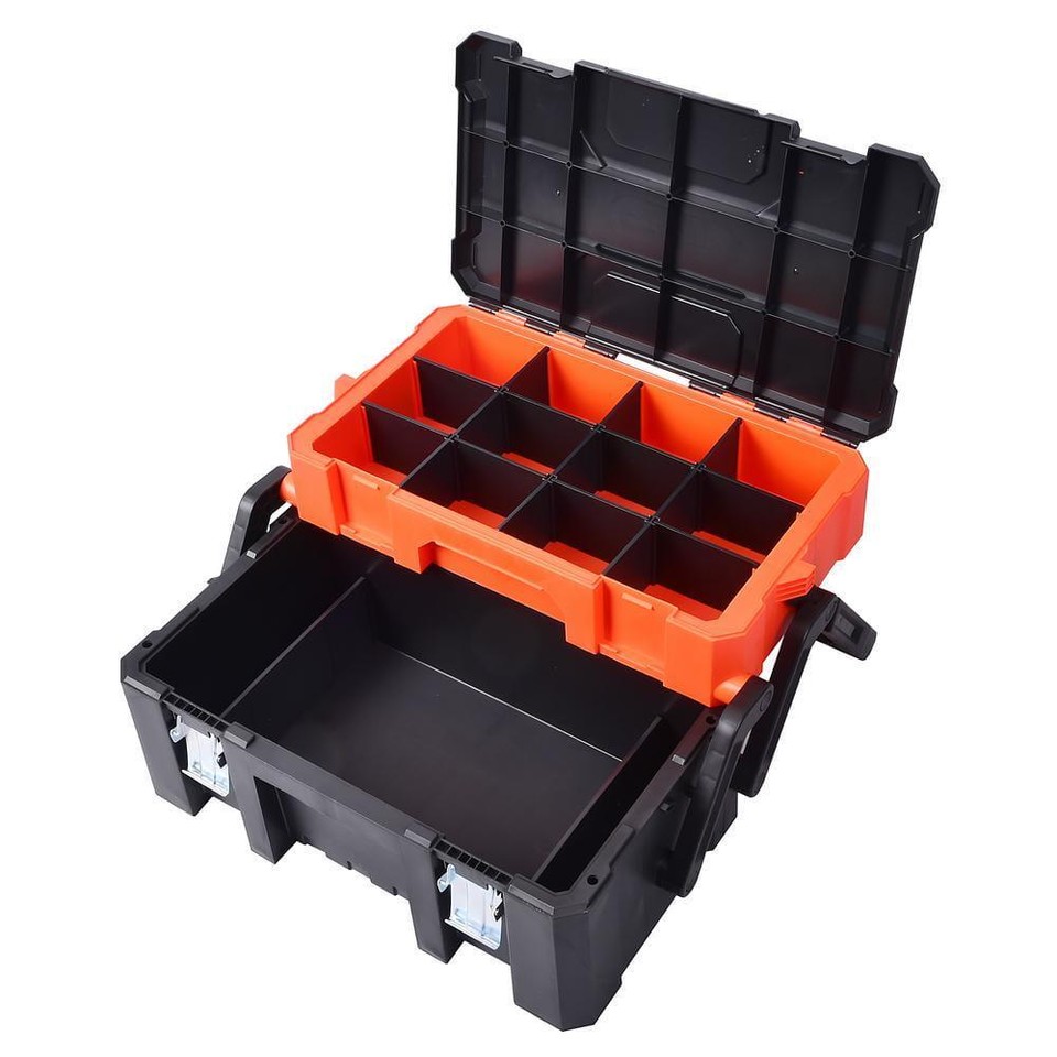 Tactix Tool Box Portable Cantilever Organizer Storage Case Plastic ...