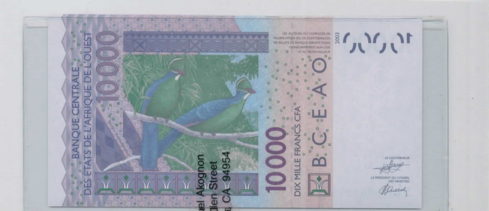 5 - Uncirculated Sequential Crisp 10000 Francs CFA Notes 2003 | eBay