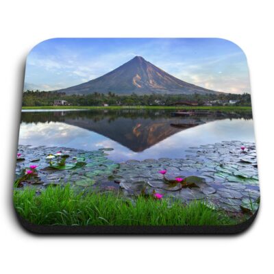1x Square Fridge MDF Magnet Mayon Volcano Philippines Travel Lake ...