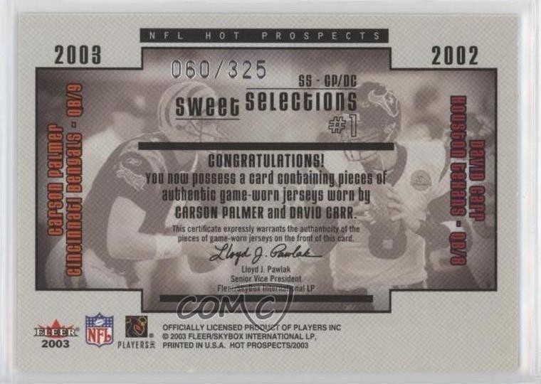 2003 Fleer Hot Prospects Sweet Selections Jerseys David Carr Carson ...