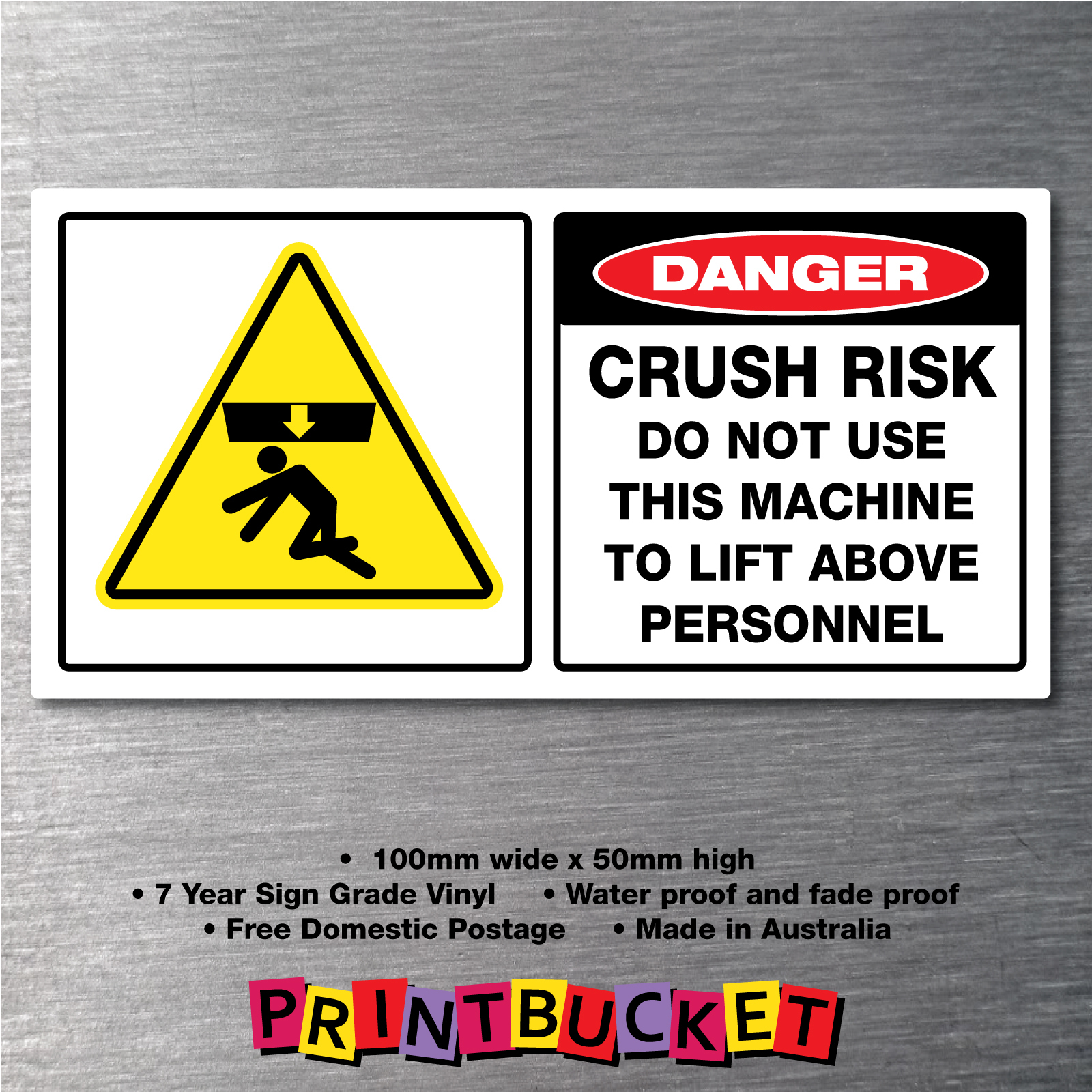 Crush risk sticker oh&s safety water/fade proof vinyl | eBay