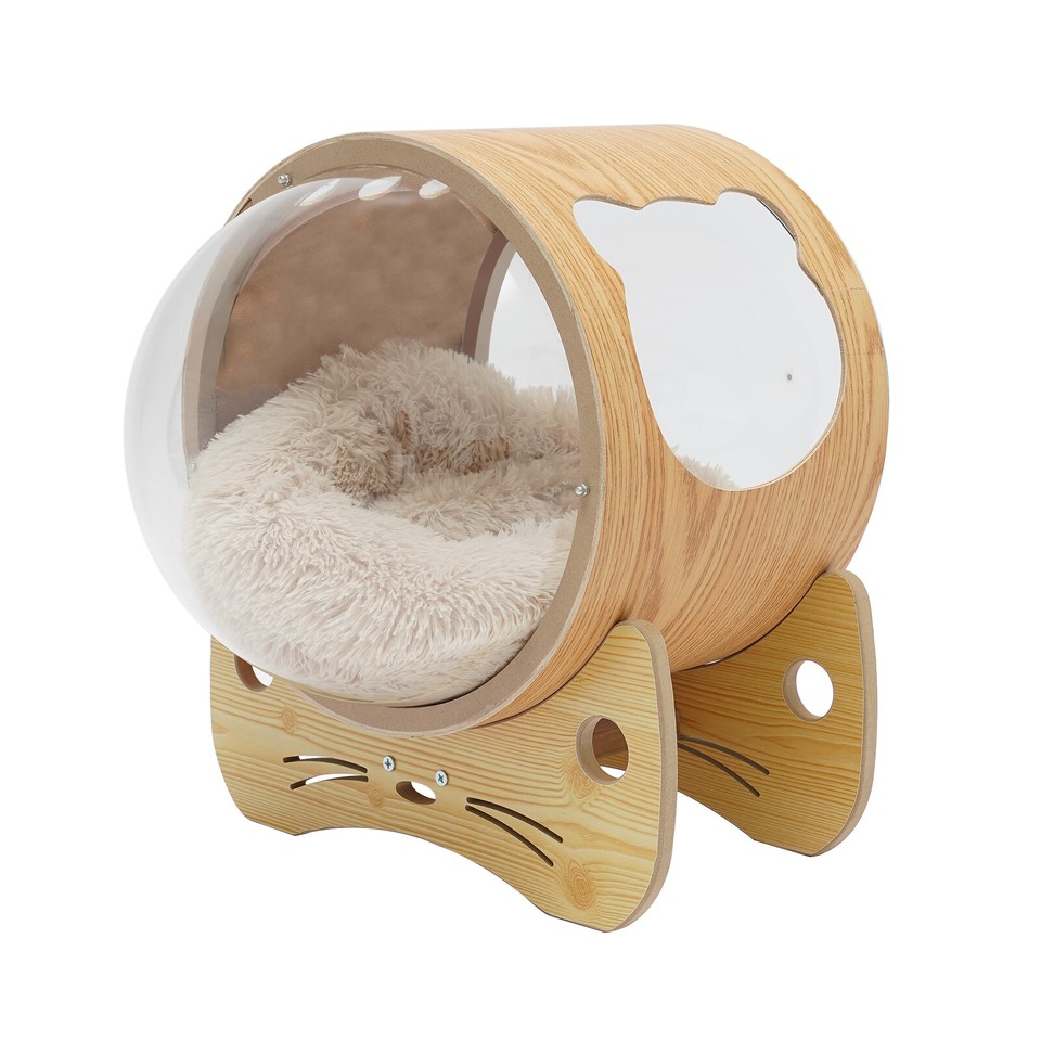 Modern Wooden Spaceship Warm Cozy Pet Beds Space Capsule Wooden Pet ...