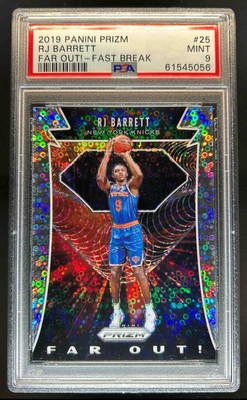 2019-20 Panini Prizm RJ Barrett Far Out! Fast Break RC #25 Knicks PSA 9 ...