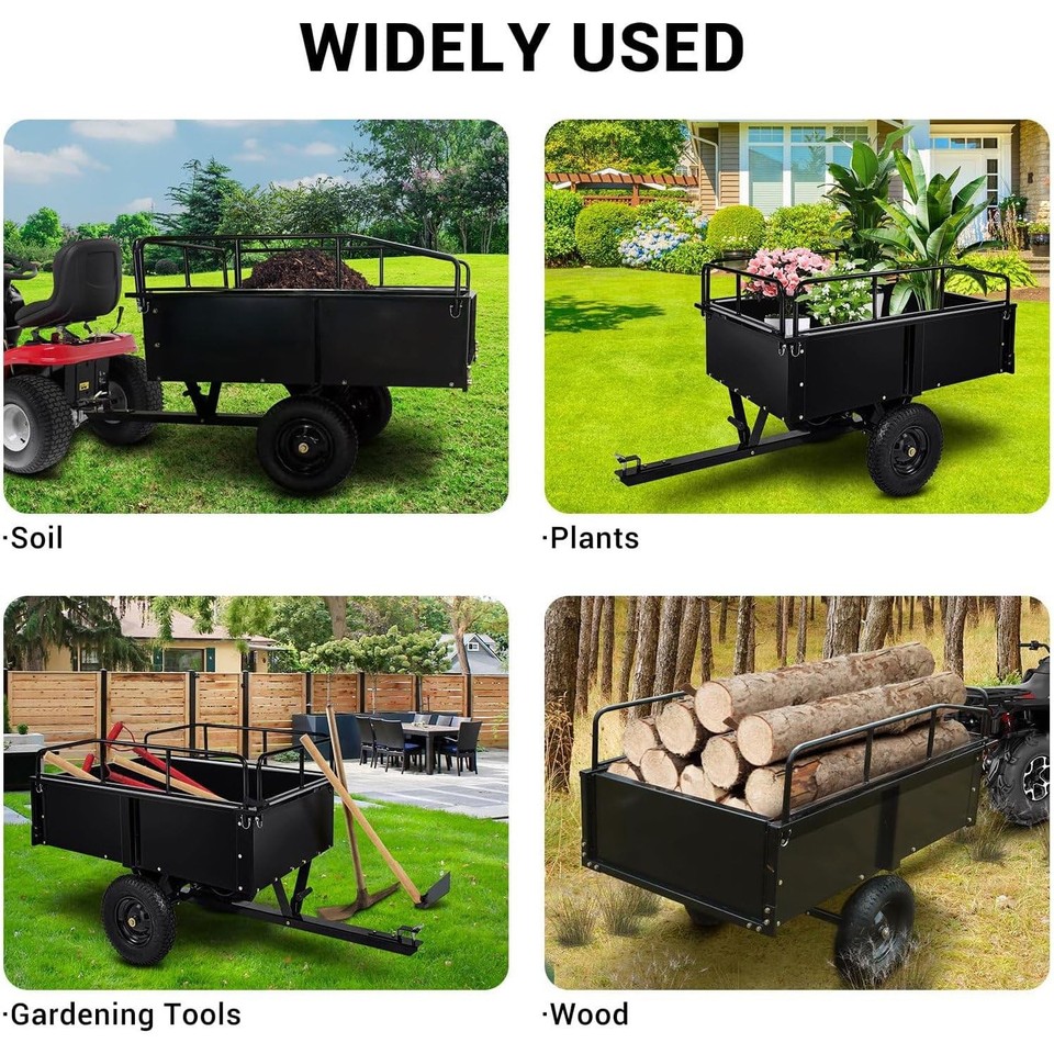 Utility Trailer Heavy Duty ATV Trailer 750lbs 15 Cubic Feet Lawn Mower ...