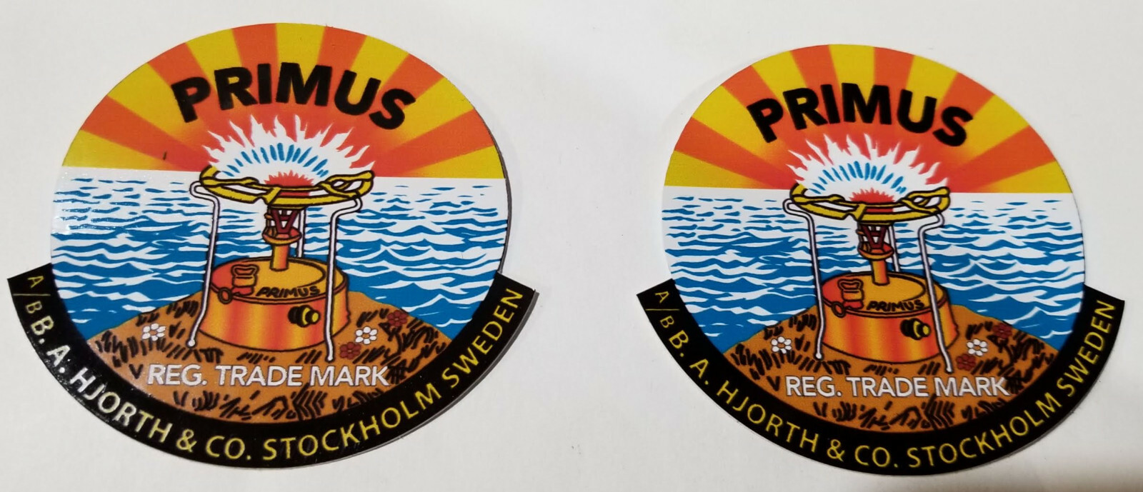 TWO (2) OPTIMUS PRIMUS BOX TIN STICKER DECAL LANTERN STOVE REPLACEMENT ...