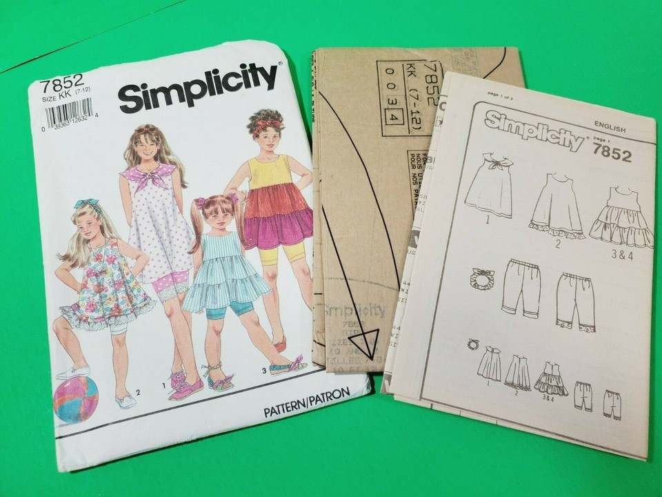 Sewing Pattern Girls SIMPLICITY 7852 Size 7-12 & 7430 Barbie Dress Up 3 ...