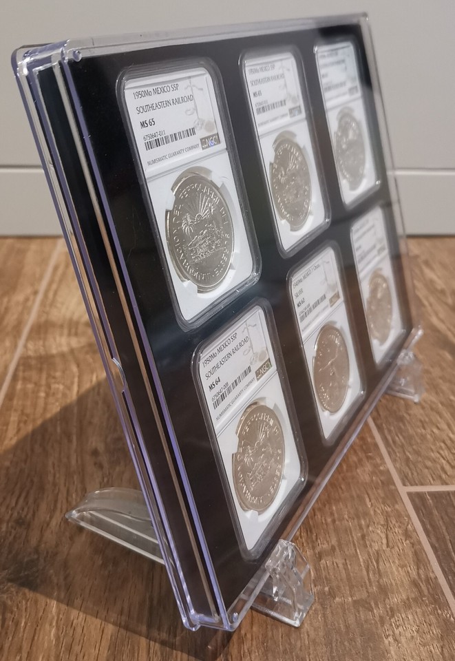 6 Grids Acrylic / EVA in Black Display Frame Storage Box For NGC/PCGS ...