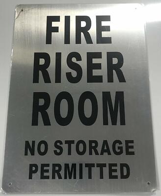 FIRE Riser Room Sign (Brushed Aluminium, 10x14) Potere d'argento Line ...