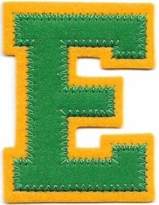 2 1/4" x 2 1/2" Green Yellow Block Letterman's Letter E Felt Patch | eBay