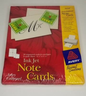 Avery ink jet note card envelope ivory embossed heavyweight invitation ...