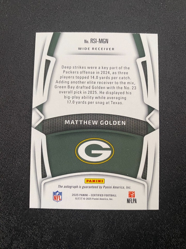 2025 Panini Certified Auto #RSI-MGN Matthew Golden 76/99 Rookie RC C786 ...