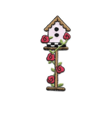 Birdhouse - Red Rose - Bird Watching - Iron On Applique Patch | eBay