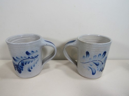 (2) 1998 Salt Glaze Blue Decorated Eldreth Pottery Mugs | eBay
