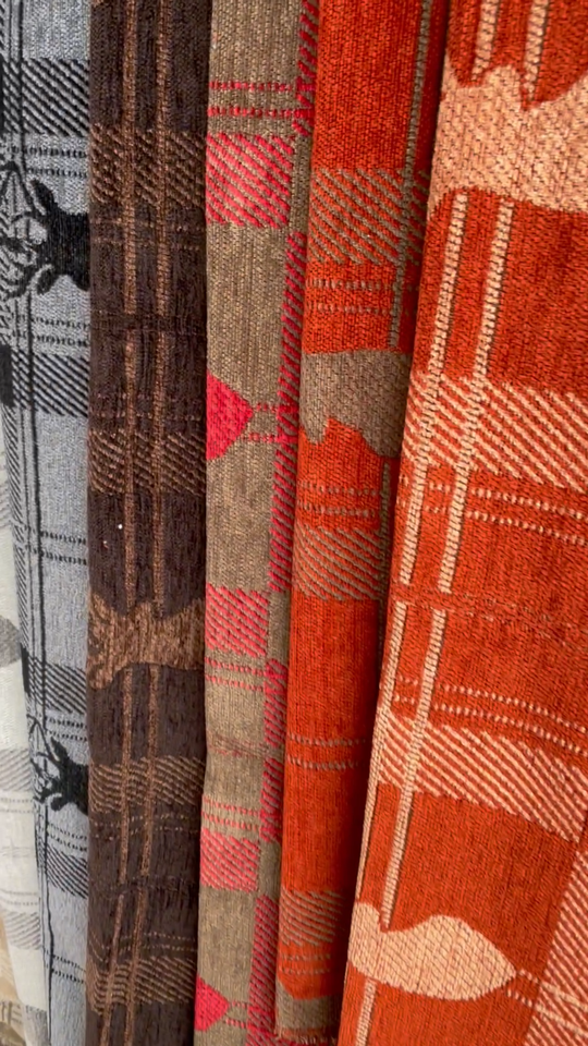 Soft Like Cotton Small Stag Pattern Upholstery Woven Fabric Grey Black ...