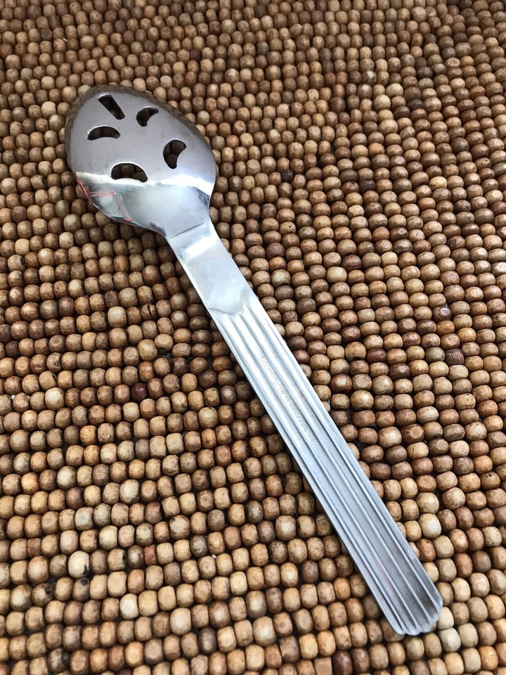 Cambridge TIDES Glossy Stainless Ridges Lines V Tip PIERCED SERVING ...