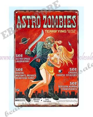 1968 Astro Zombies horror movie poster Halloween scary metal tin sign ...
