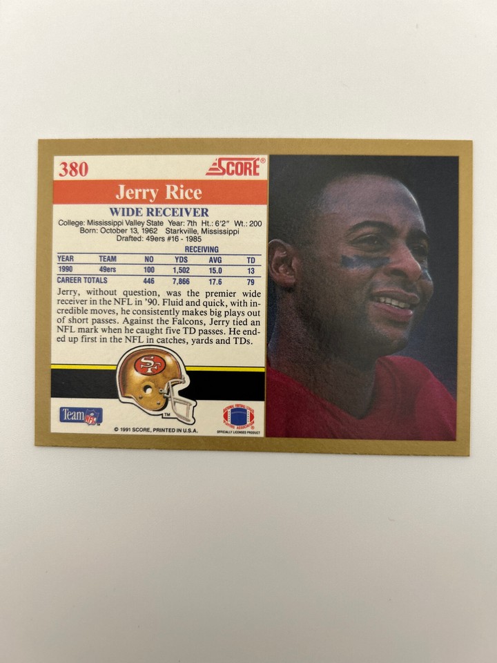 1991 Score Jerry Rice card #380 San Francisco 49ers Niners | eBay