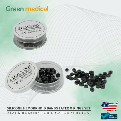 Silicone Hemorrhoid Bands Latex O Rings Set Black Rubbers For Ligator ...