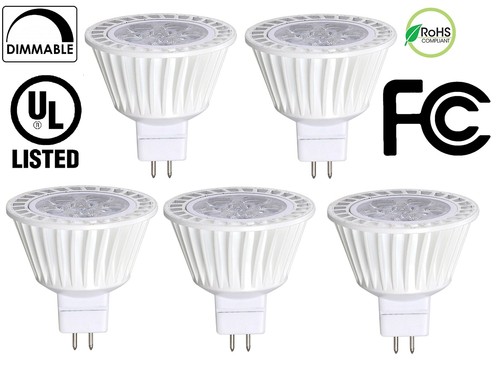 5 Pack Bioluz LED MR16 50W Halogen Replacement Dimmable 7w 3000K 12v UL ...