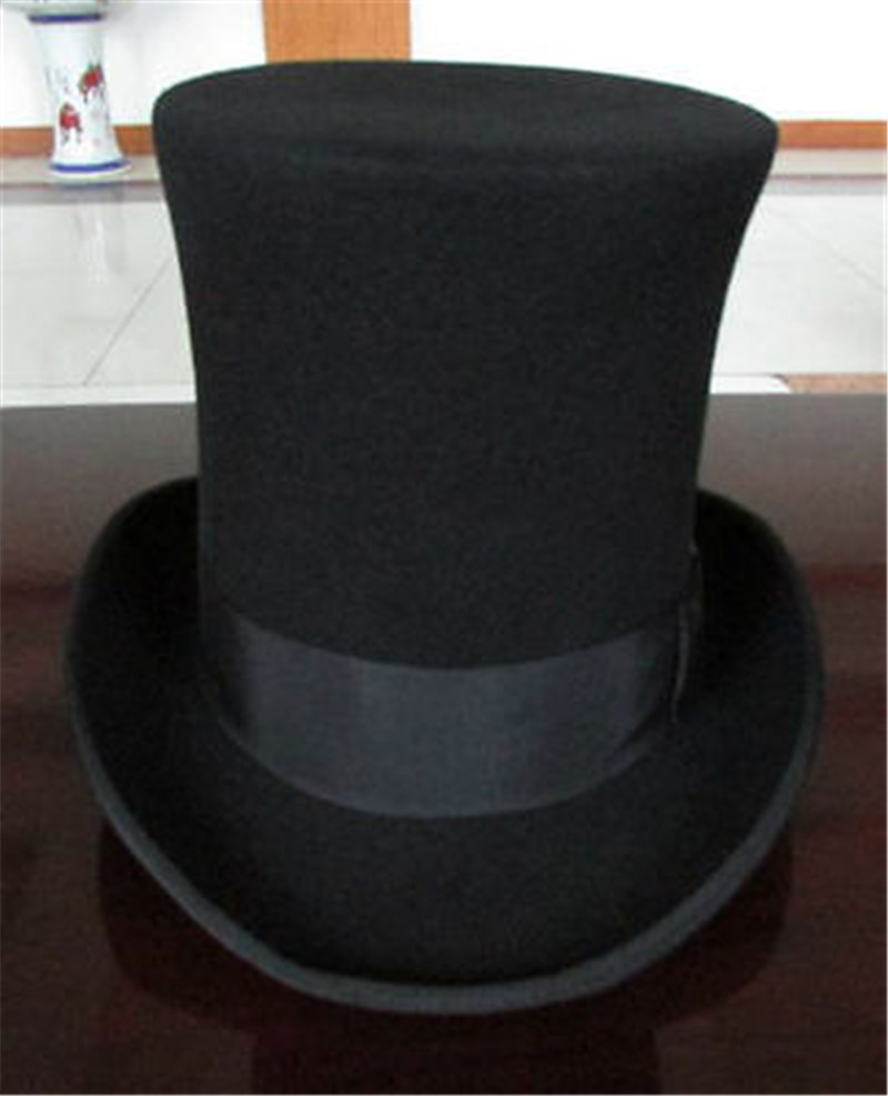 25cm High Vintage 100% Wool Mad Hatter Top Hat Magic Performing Party ...