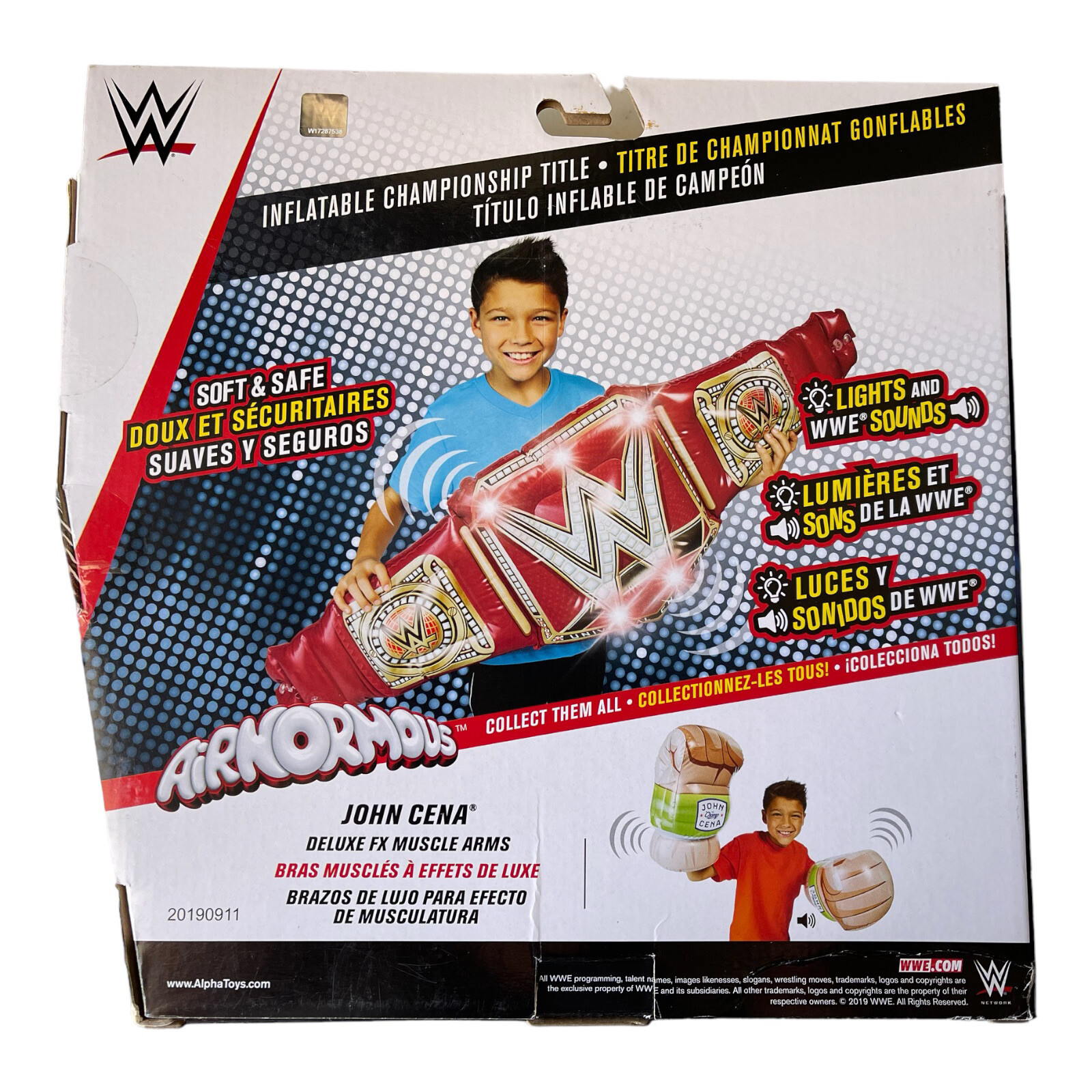 Deluxe FX WWE Inflatable Championship Wrestling Title Belt w/Lights ...