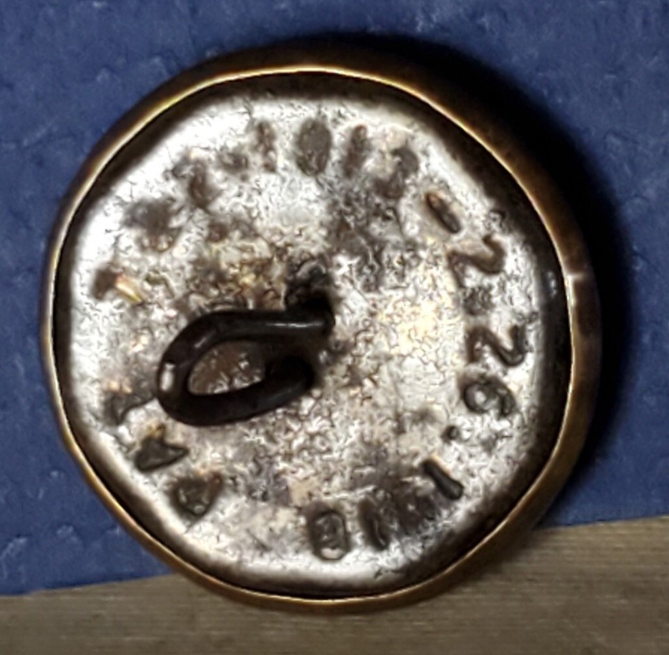 Bb BLUE BELL Antique Brass OVERALL BUTTON Church Bell OLD Wobble shank ...