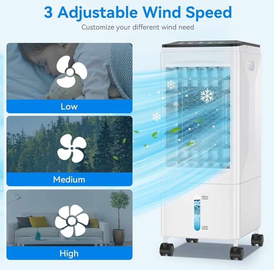 Air Cooler Fan Ice Cold Packs Remote Control Cooling Conditioning Unit ...