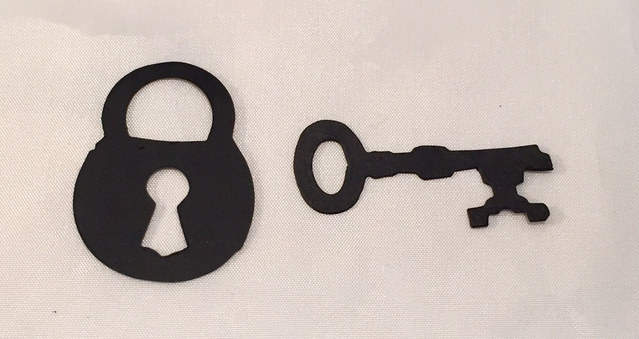 Tim Holtz Die Cuts * Mini Lock and Key * Twenty Sets * Black Cardstock ...