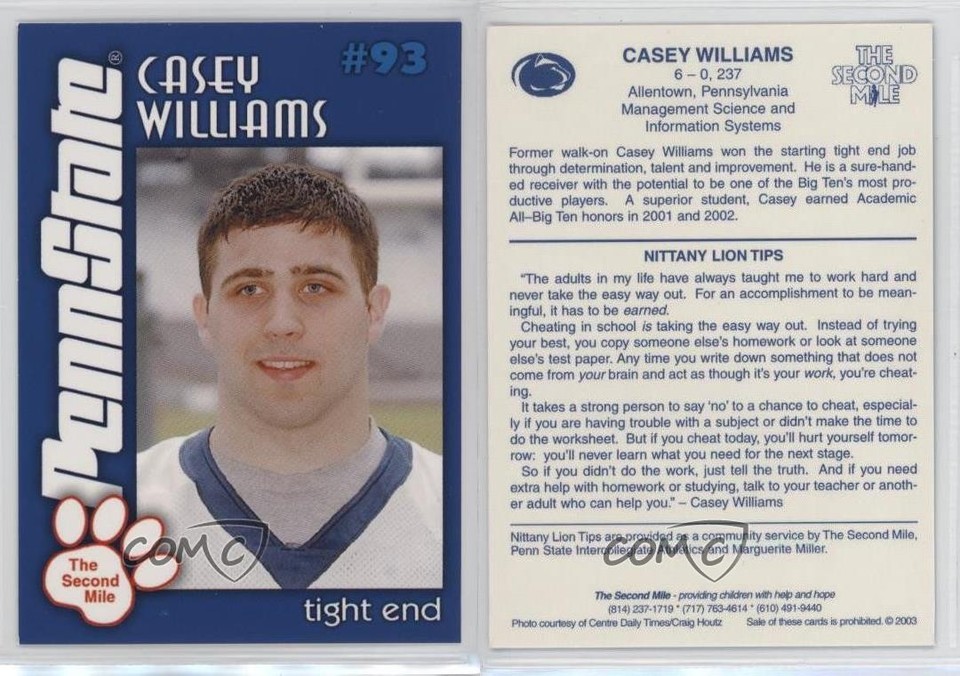 2003 The Second Mile Penn State Nittany Lions Casey Williams 0q3 | eBay