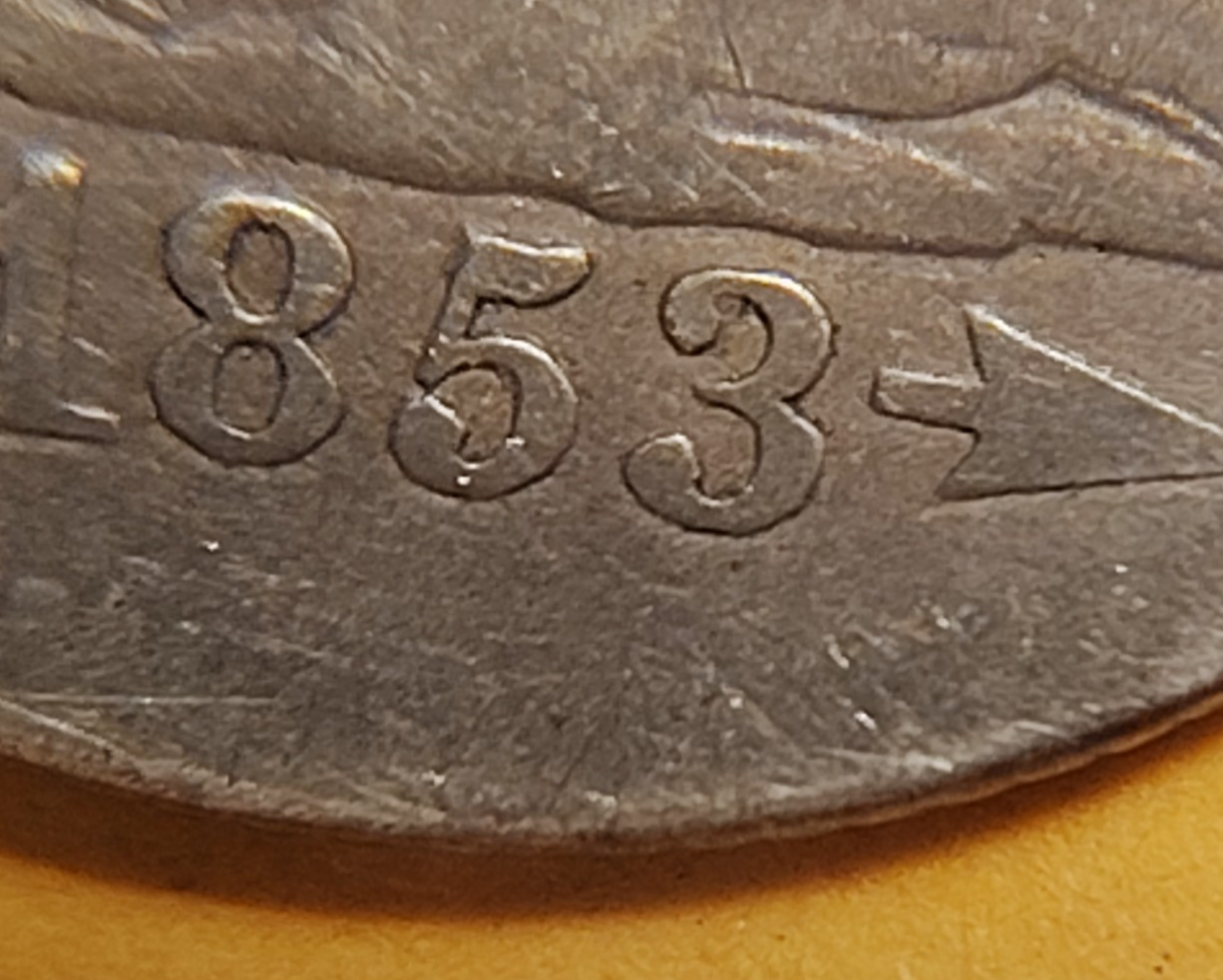 1853/4-P~ Seated Liberty 25c ~ Better Date ~ F Details | eBay