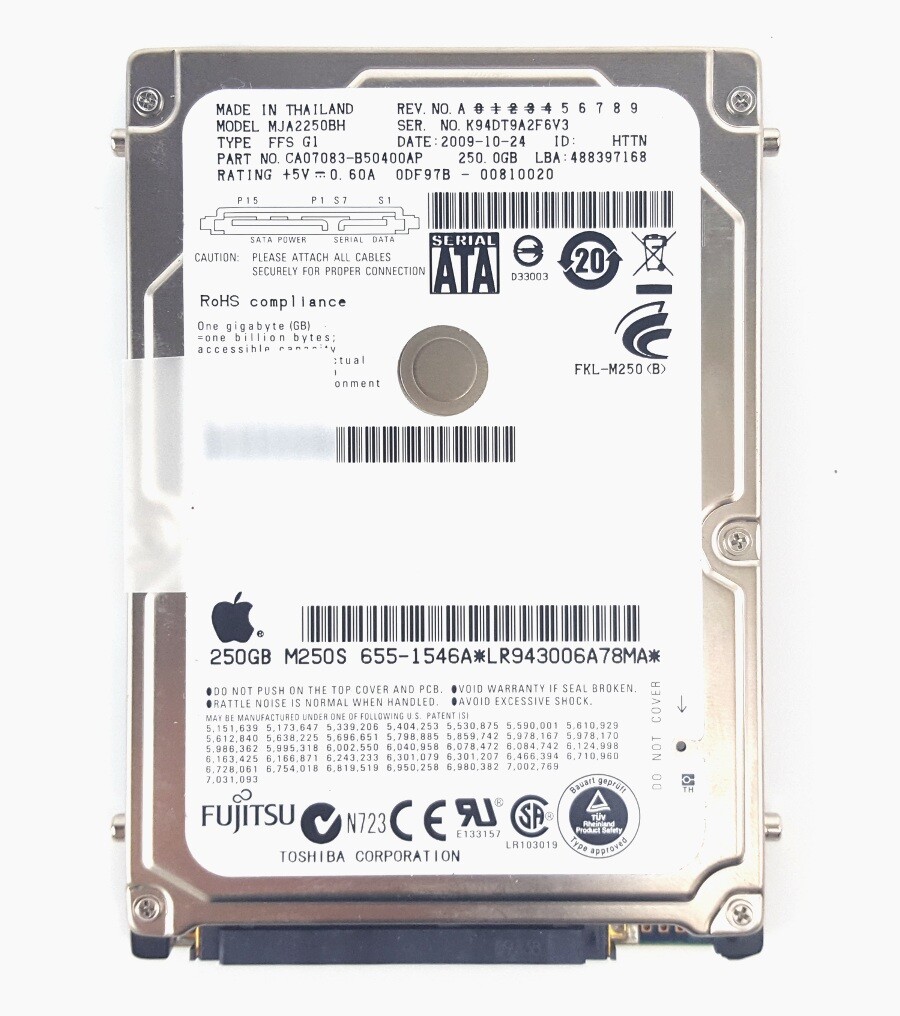 Apple Fujitsu MJA2250BH Ffs G1 250GB 2.5" SATA Hard Drive CA07083 ...
