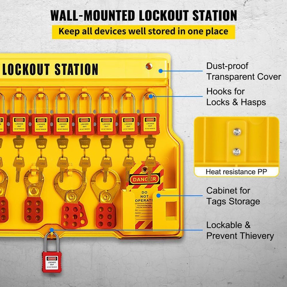 Lockout Tagout Station 58 Pcs Electrical Safety Lock Set Lockout Tagout ...