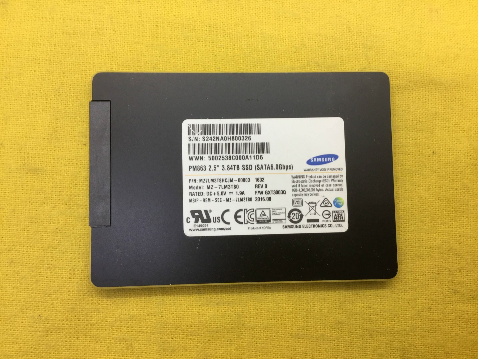 MZ-7LM3T80 Samsung PM863 3.84TB SATA 6Gb/s 2.5in SSD MZ7LM3T8HCJM | eBay